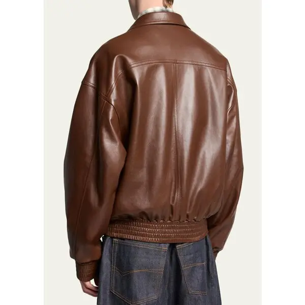 Balenciaga Smooth Leather Oversized Bomber Jacket