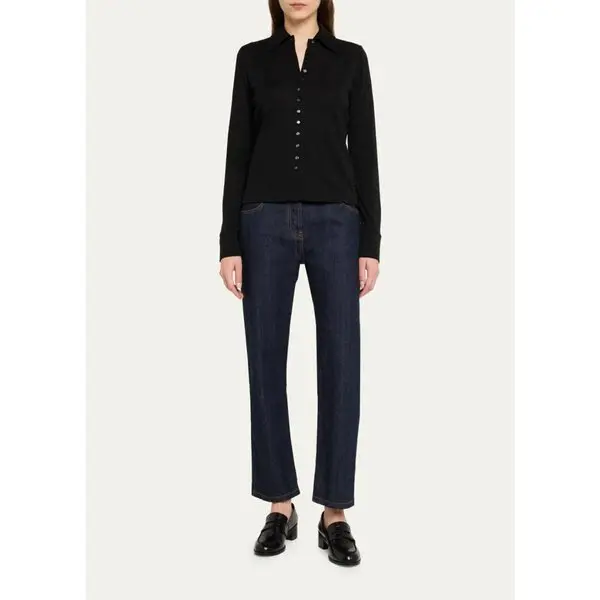Vince Multi-button Collared Cardigan Top - Black