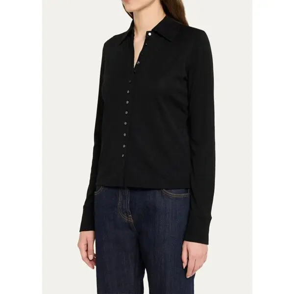 Vince Multi-button Collared Cardigan Top - Black