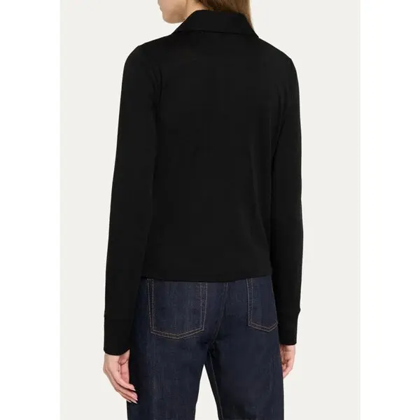 Vince Multi-button Collared Cardigan Top - Black