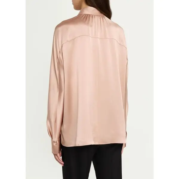 Vince Silk Satin Dolman-sleeve Button-front Shirt