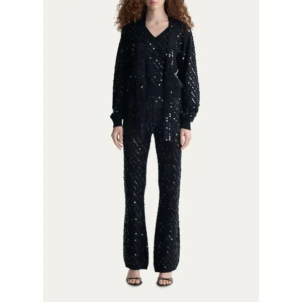 Diane Von Furstenberg Perry Pointelle Knit Paillette Pants