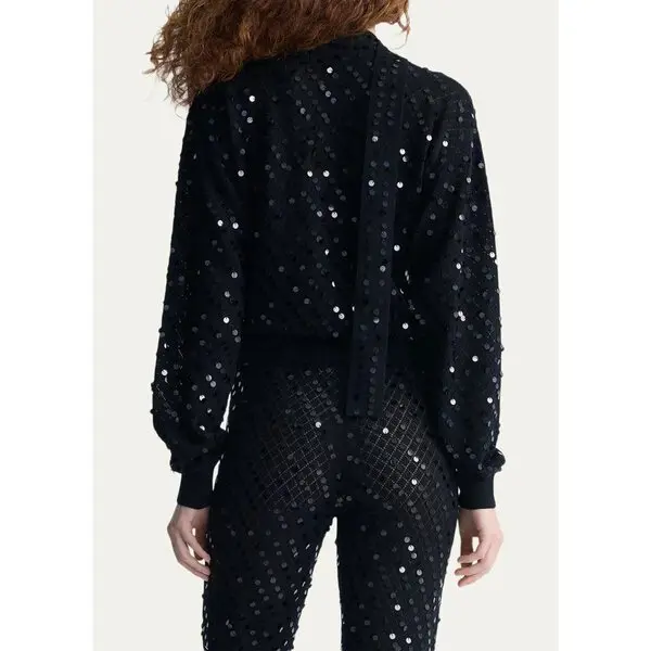 Diane Von Furstenberg Perry Pointelle Knit Paillette Pants