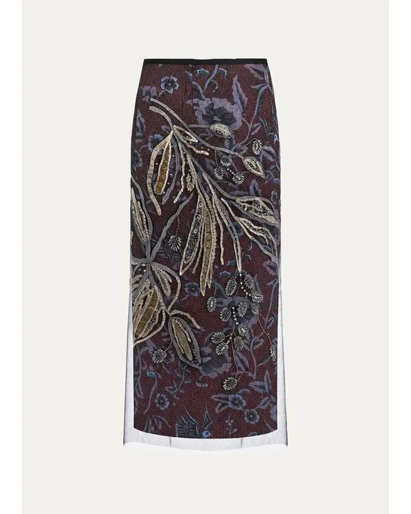 Diane Von Furstenberg Gramercy Layered Floral Midi Skirt