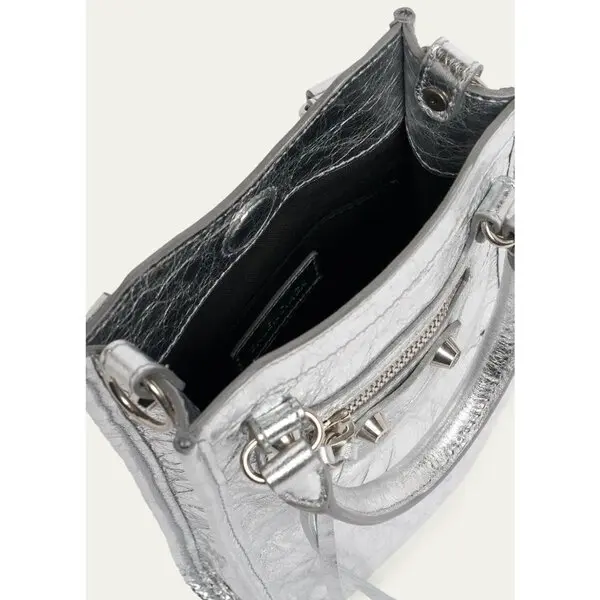 Balenciaga Le City Metallic Leather Tote Phone Holder