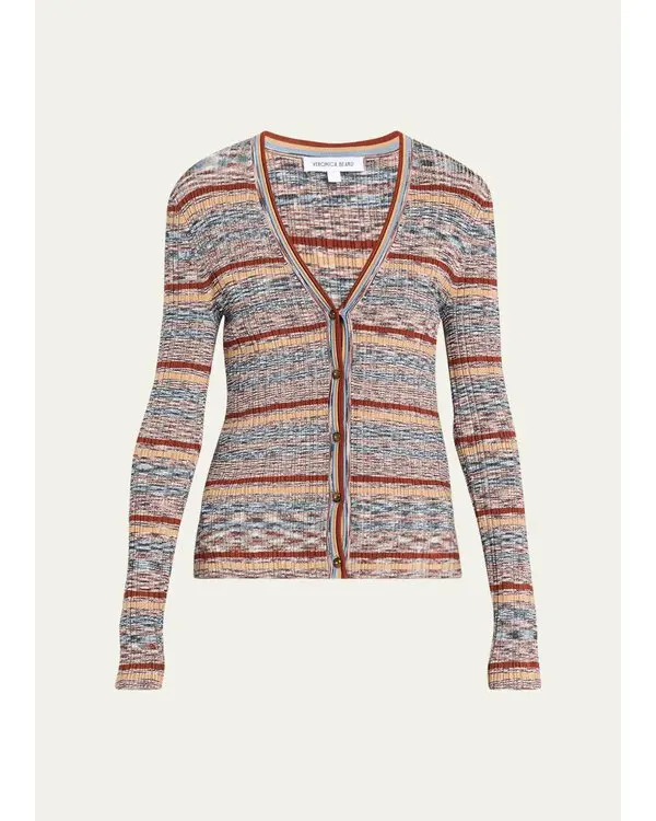 Veronica Beard Calliope Striped Rib-knit Cardigan