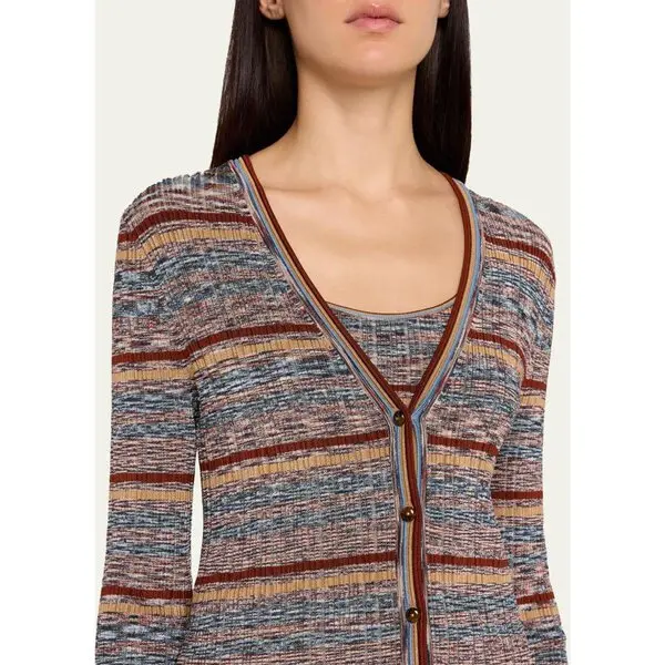 Veronica Beard Calliope Striped Rib-knit Cardigan