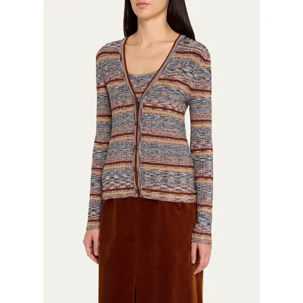 Veronica Beard Calliope Striped Rib-knit Cardigan