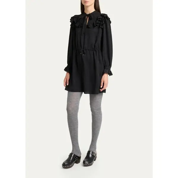 Chloé Ruffled Tieneck Silk Mini Dress