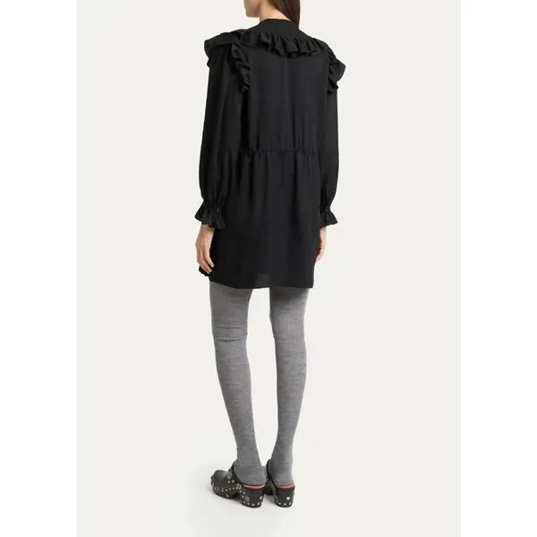 Chloé Ruffled Tieneck Silk Mini Dress