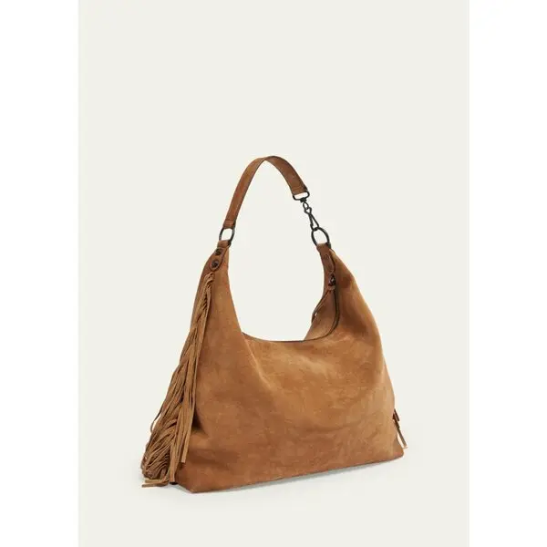 Balenciaga Le City Medium Fringed Suede Hobo Bag