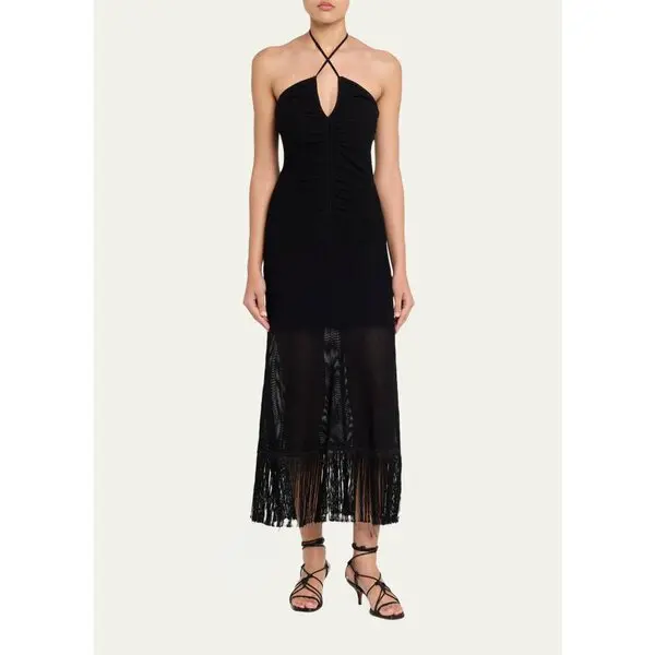 Cara Cara Hawthorn Fringe Halter Dress