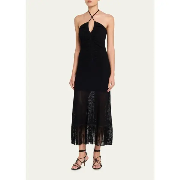 Cara Cara Hawthorn Fringe Halter Dress
