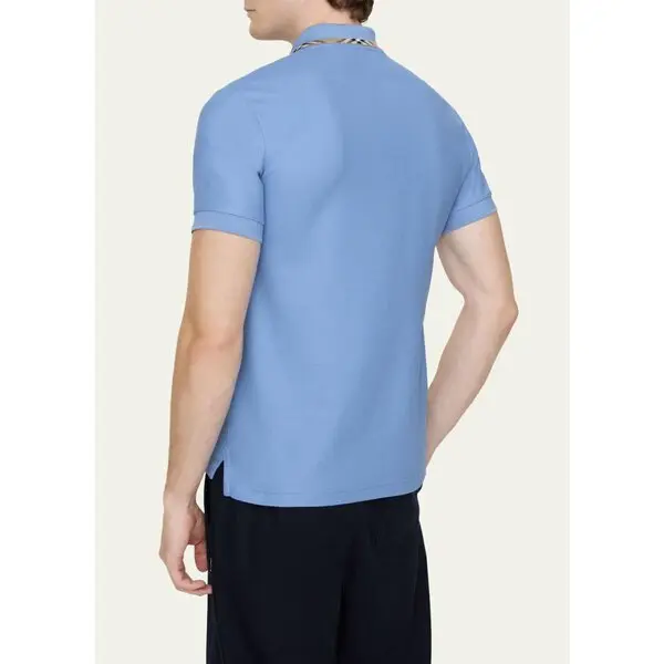 Burberry Slim Fit Check-placket Pique Polo Shirt - Cornflower