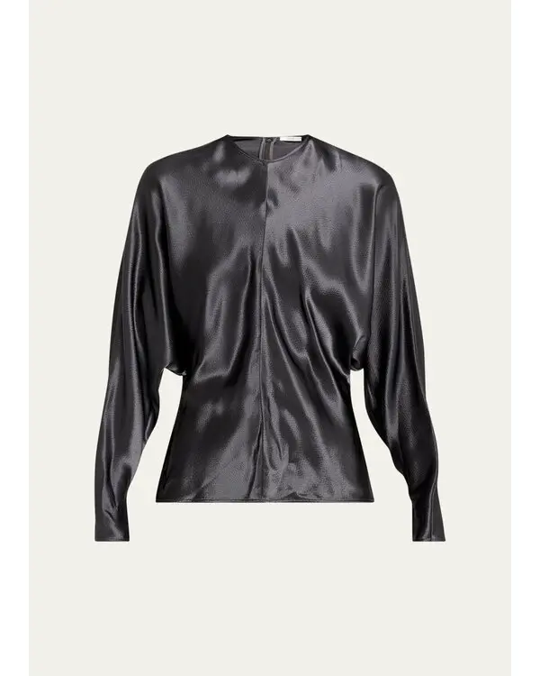 FFORME Sylvie Satin Dolman-sleeve Top