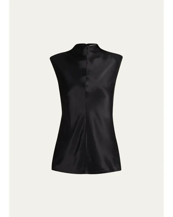 FFORME Rhea Sleeveless Hammered Satin Top - Black