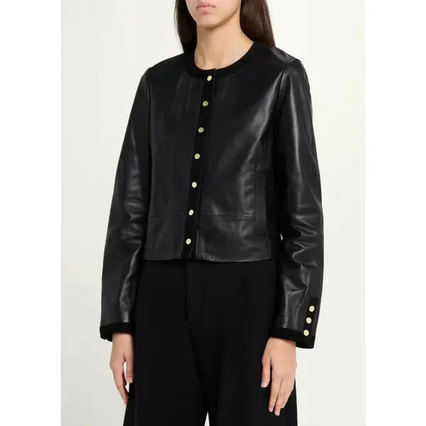 Vince Leather Boxy Crop Jacket