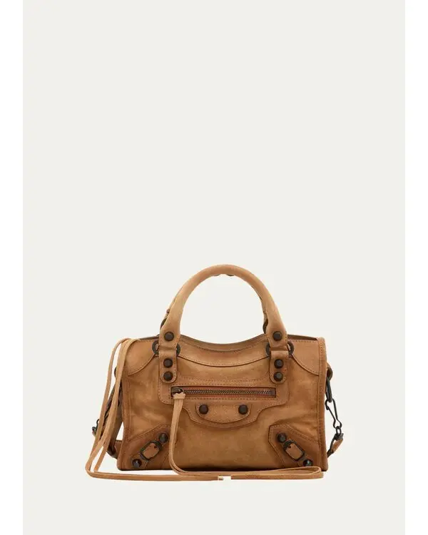 Balenciaga Le City Mini Waxed Suede Tote Bag - Camel