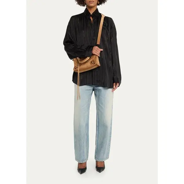 Balenciaga Le City Mini Waxed Suede Tote Bag - Camel