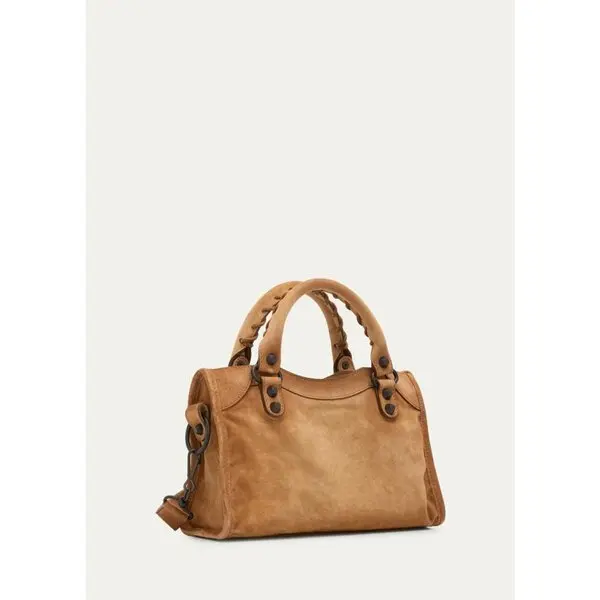 Balenciaga Le City Mini Waxed Suede Tote Bag - Camel