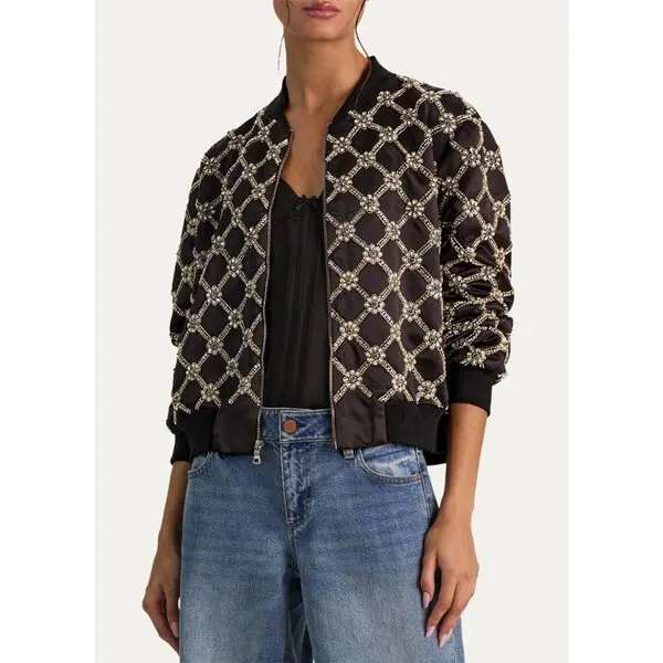 Alice + Olivia Willie Embellished Bomber Jacket