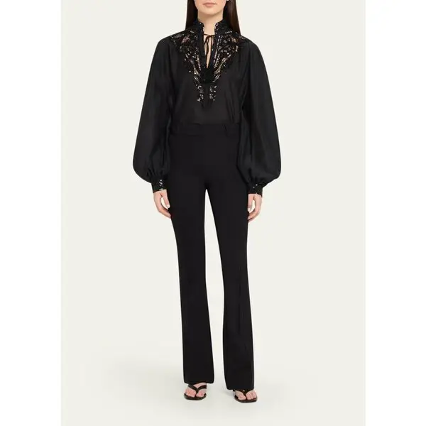 Kobi Halperin Harper Sequin Lace-yoke Blouse