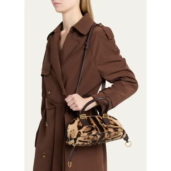 Balenciaga Bolero Mini Leopard-print Calf Hair Bowling Bag