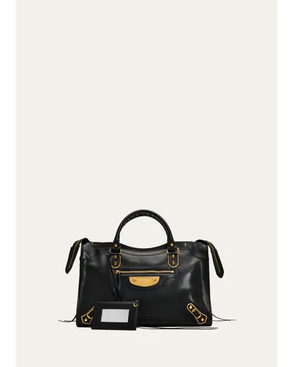 Balenciaga Le City Uptown Medium Leather Top-handle Bag - Black