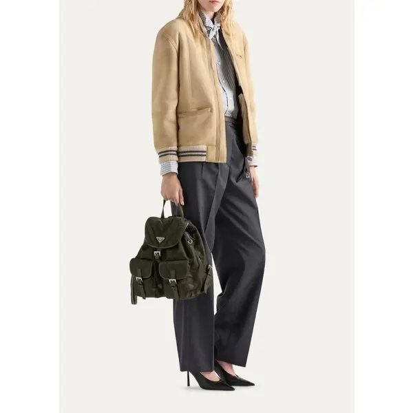 Prada Vela Medium Quilted Re-nylon Backpack - Forest