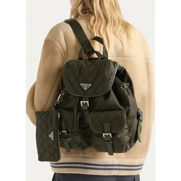 Prada Vela Medium Quilted Re-nylon Backpack - Forest