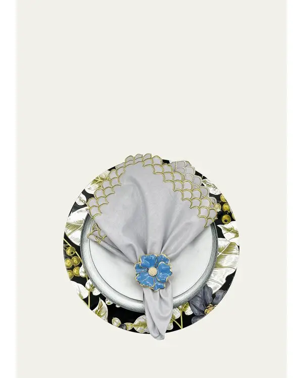 NOMI K Midnight Botanica Lacquered Placemat - Silver