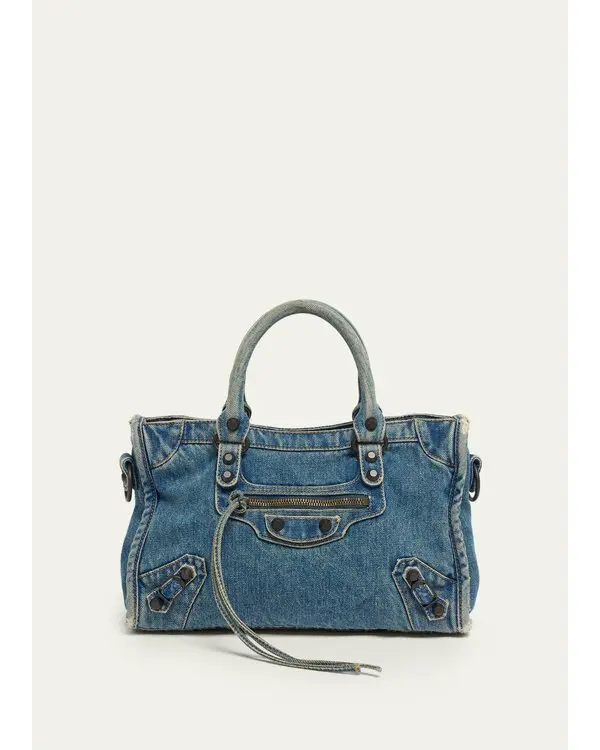 Balenciaga Le City Small Denim Tote Bag - Blue