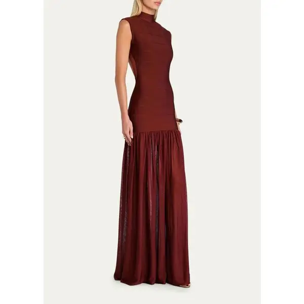 Retrofete Zosima Mock-neck Knit Maxi Dress - Cigar