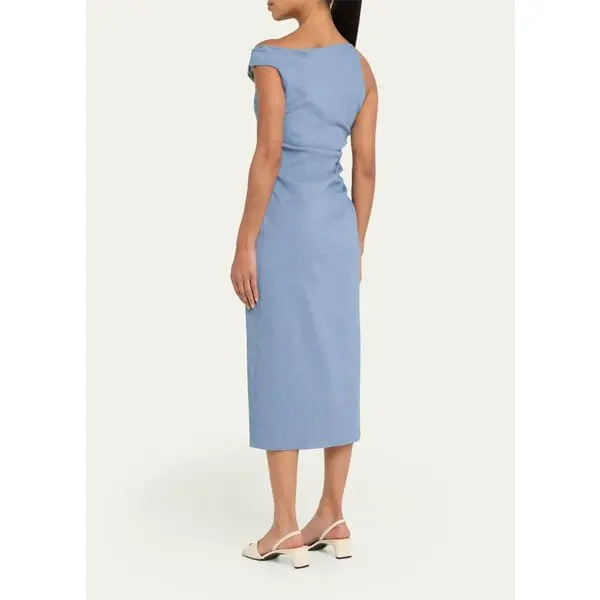 A.L.C. Lyra Draped Linen-blend Midi Dress