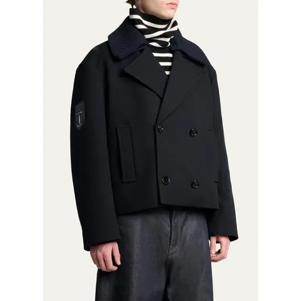 Balenciaga Wool Knit-collar Double-breasted Jacket