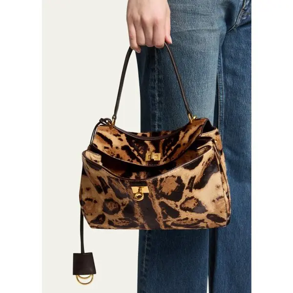 Balenciaga Rodeo Small Animal-print Calf Hair Top-handle Bag