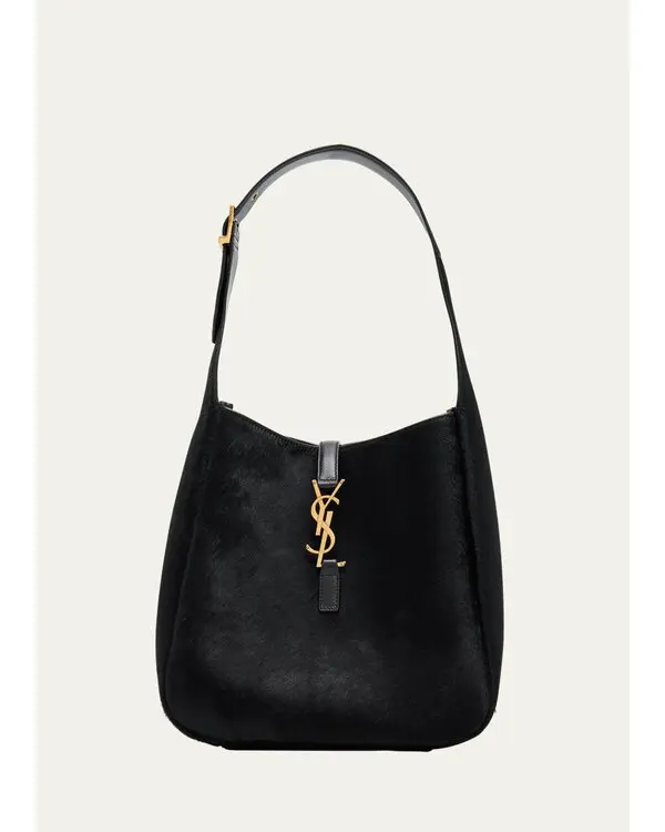 Saint Laurent Le 5 A 7 Small Shoulder Bag In Trimmed Calf Hair - Nero
