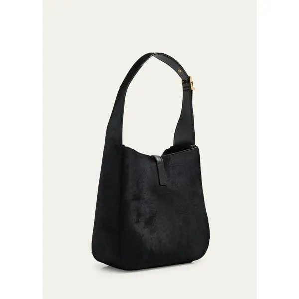 Saint Laurent Le 5 A 7 Small Shoulder Bag In Trimmed Calf Hair - Nero