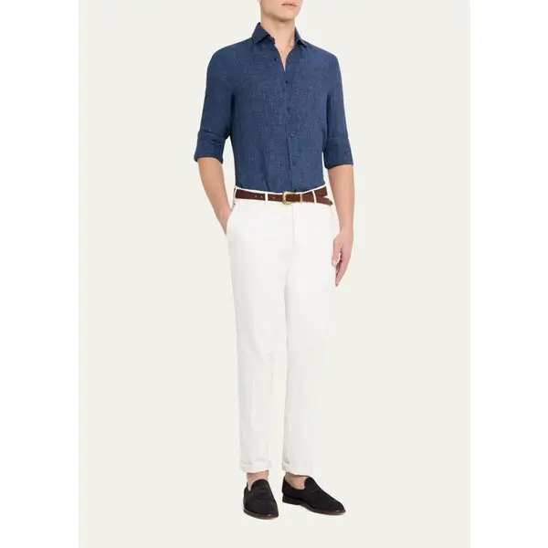 Brunello Cucinelli Linen Spread Collar Button-down Shirt