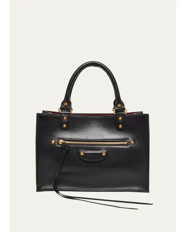 Balenciaga Le City Sleek Leather Top-handle Bag - Black