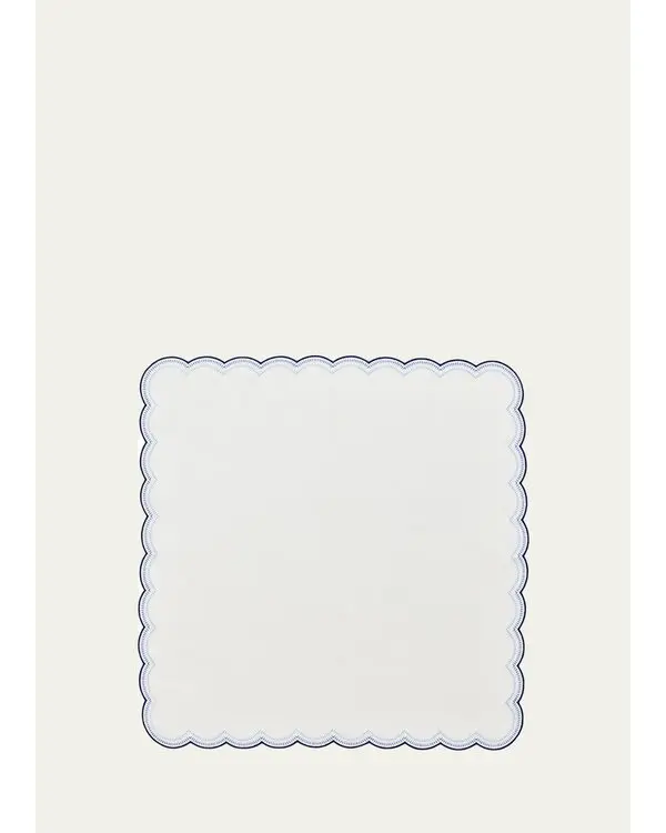 KIM SEYBERT Lune Embroidered Scalloped-edge Napkin, Blue - White/navy