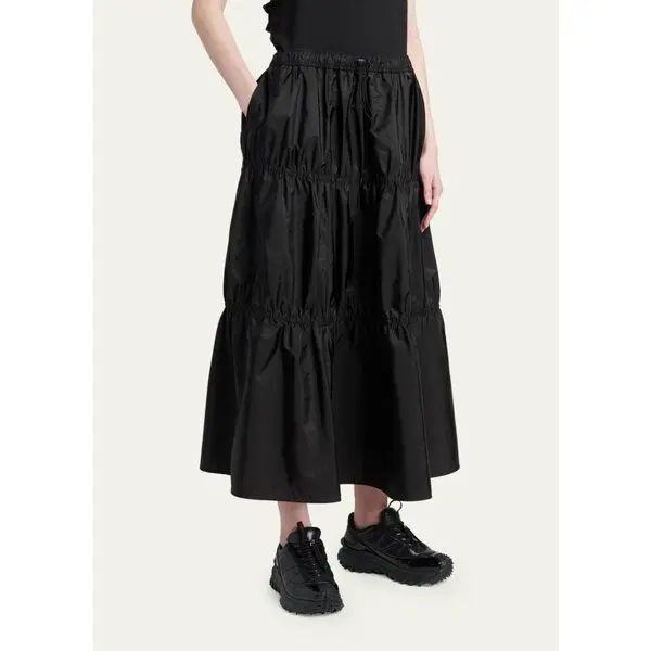 Moncler Tiered Nylon Midi Skirt