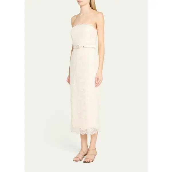 TOCCIN Vivian Belted Sequined Lace Midi Dress