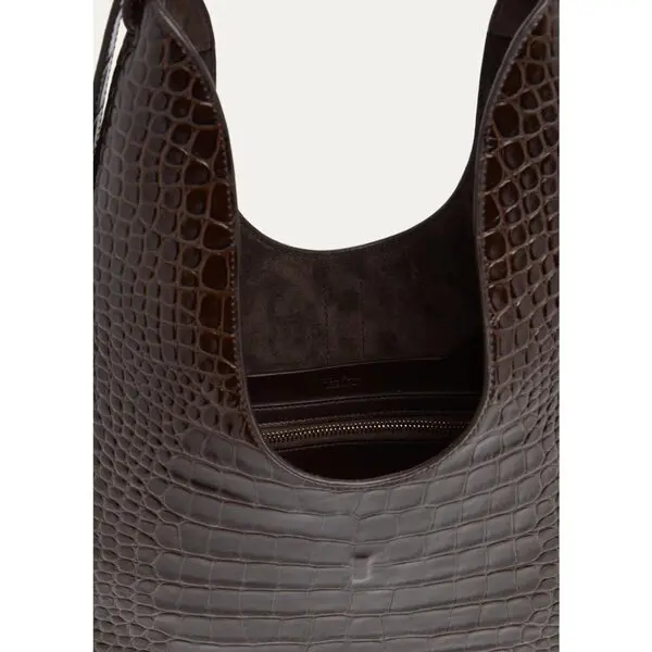 TOM FORD Kara Croc-embossed Leather Hobo Bag - Chocolate