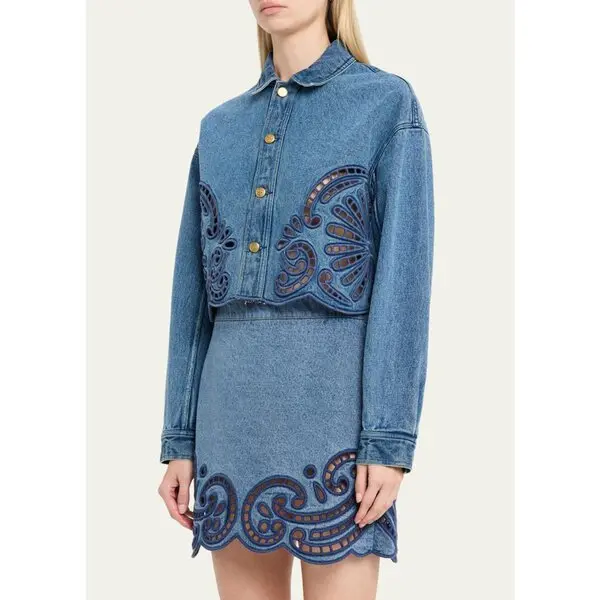 Ulla Johnson Bobbi Embroidered Denim Jacket