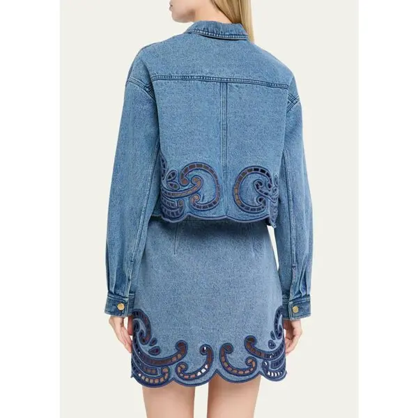 Ulla Johnson Bobbi Embroidered Denim Jacket