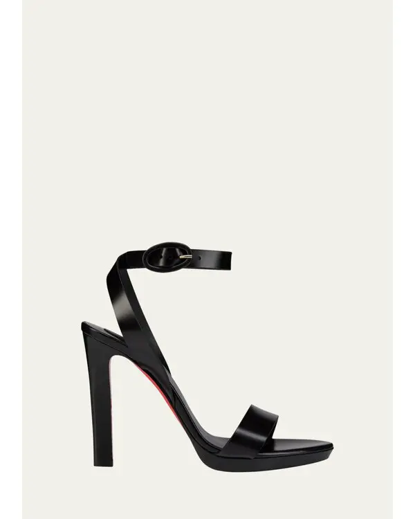 CHRISTIAN LOUBOUTIN 120mm Fanny Leather Sandals - Black