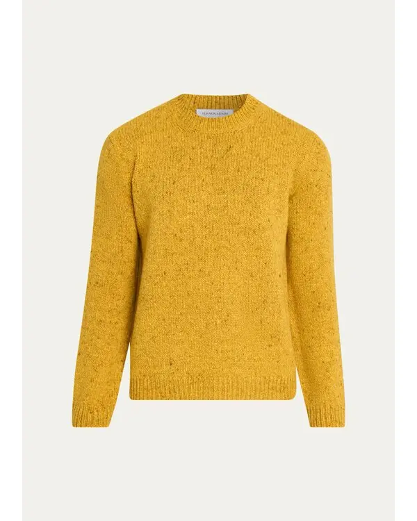 Iris Von Arnim Melange Wool & Cashmere Crewneck Sweater - Red