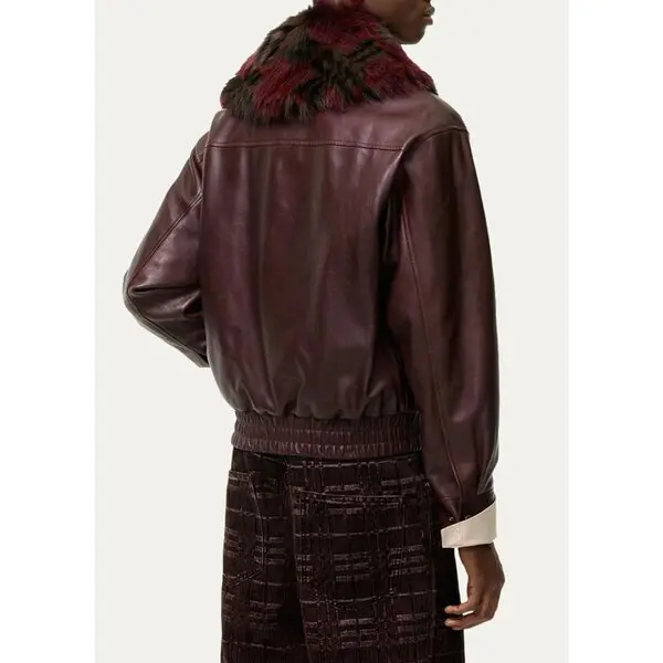 Burberry Latchford Shearling-collar Leather Jacket