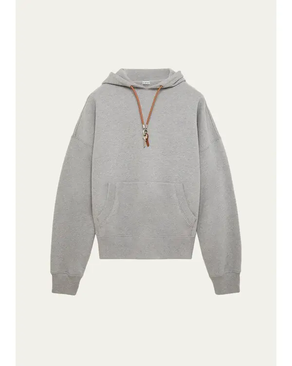 Loewe Relaxed Fit Fleece Leather-drawstring Hoodie